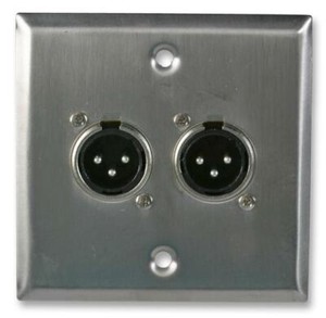 Stainless Steel Wall Studio Audio Face Plate 2 x 3 Pin Male XLR Socket ...