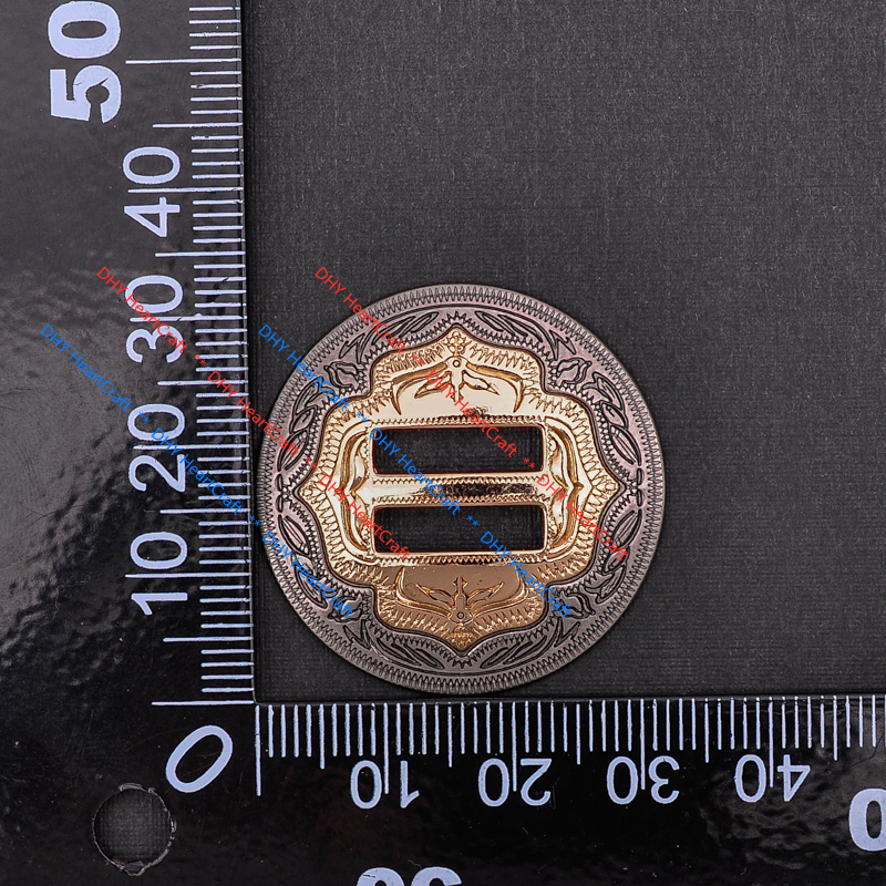 5X Western Gold Sliver Engraved Leathercraft Slotted Conchos For ...
