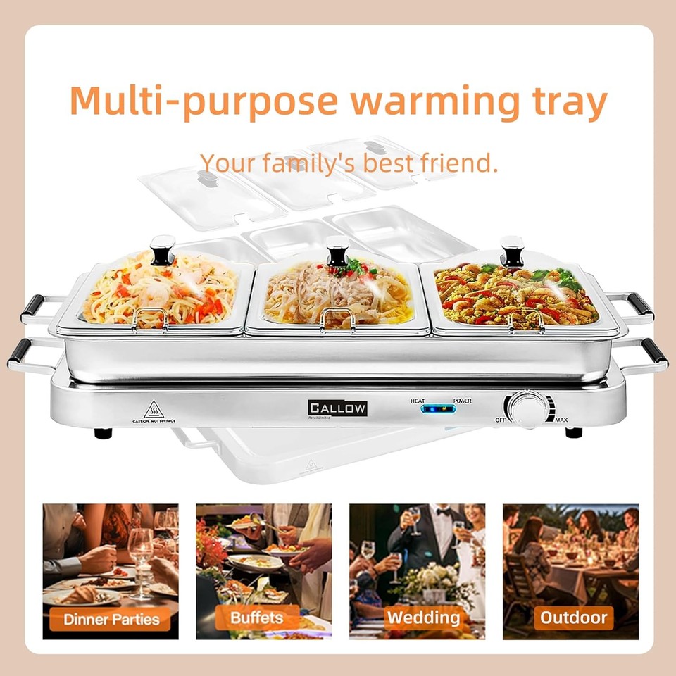 Callow Large Stainless Steel Buffet Warmer - Warm Function, Stainless ...