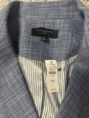 NWT Talbots Plus Size Blazer - Blue Textured (Size 16W) | eBay