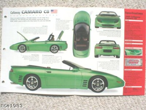 Chevy CALLAWAY CAMARO C8/C-8 SPEC SHEET/Brochure:1994, | eBay