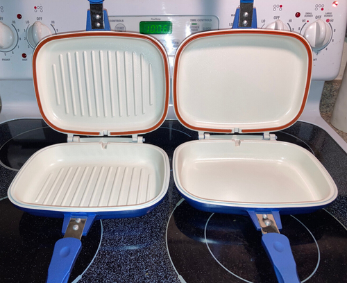 2 Cooks Companion EASY FLIP Pan Set - Ceramic Non-Stick - Blue | eBay