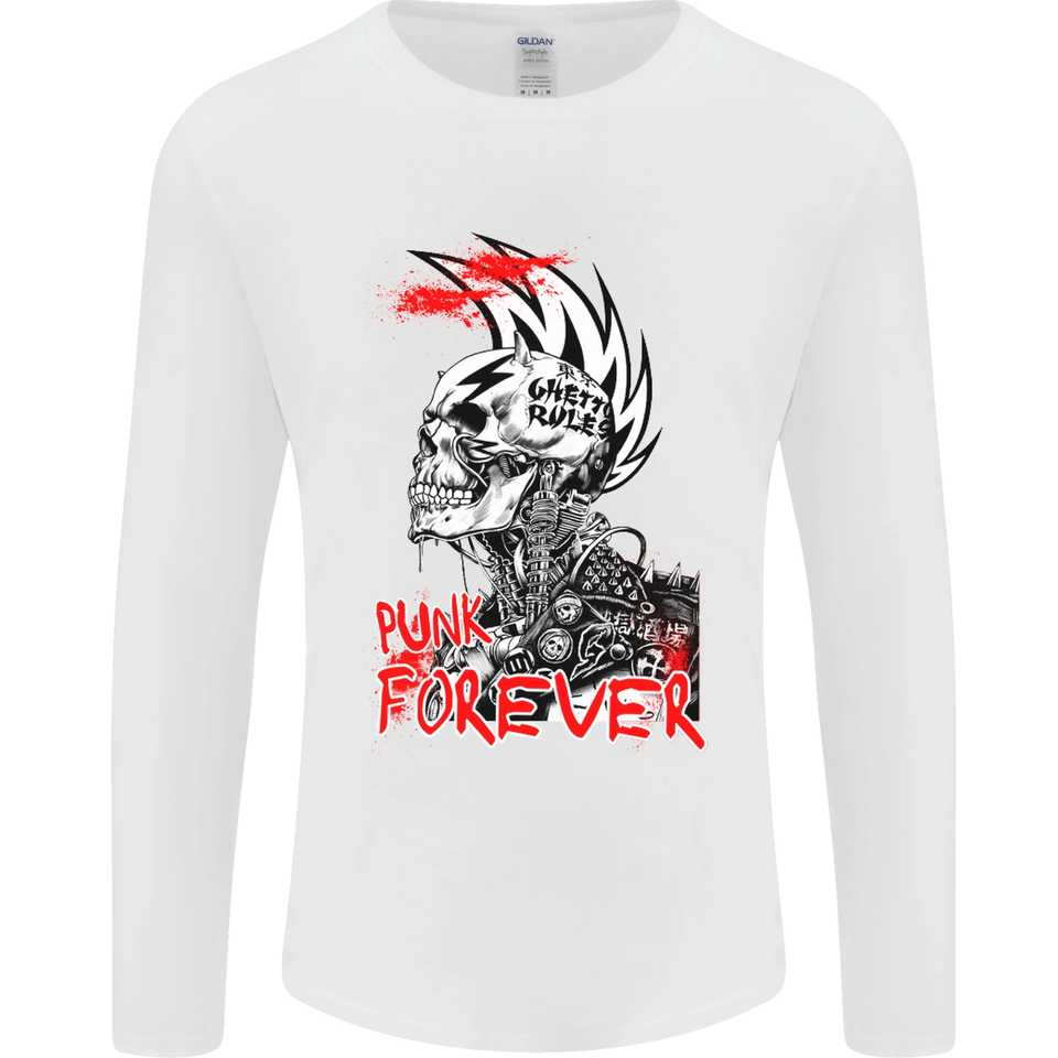 Punk Forever Rocker Totenkopf Musik Festival Herren Langärmelig ...