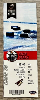 March 17, 2011 - Phoenix Coyotes vs. Edmonton Oilers Ticket | eBay