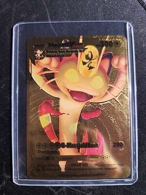 Meowth Vmax Gold Foil Fan Art Vinyl Textured Collector Pokemon Card | eBay