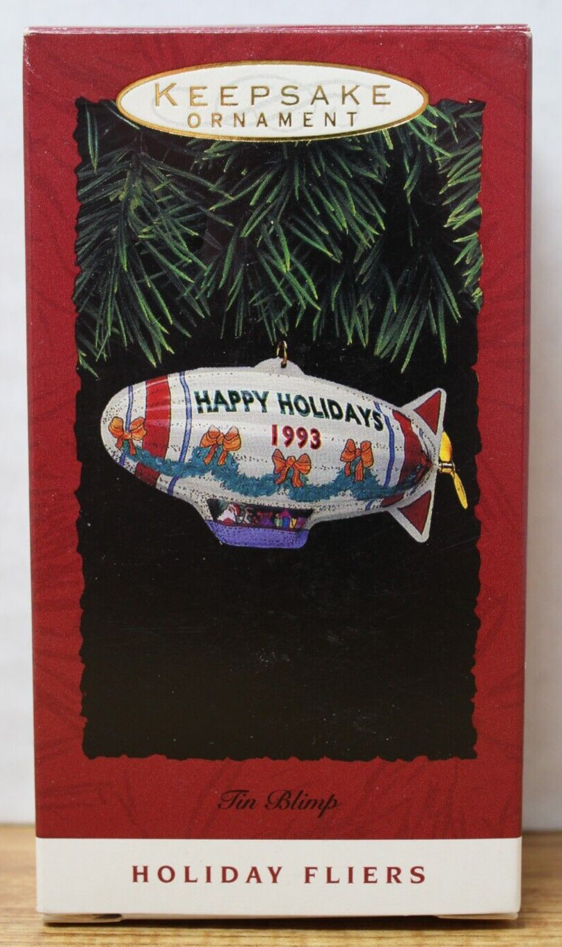 HALLMARK TIN BLIMP HOLIDAY FLIERS 1993 KEEPSAKE ORNAMENT CHRISTMAS NIB ...