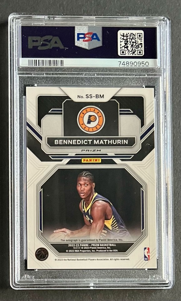 2022-23 Prizm Benedict Mathurin Rookie Auto Silver Holo PSA 9 Pacers ...