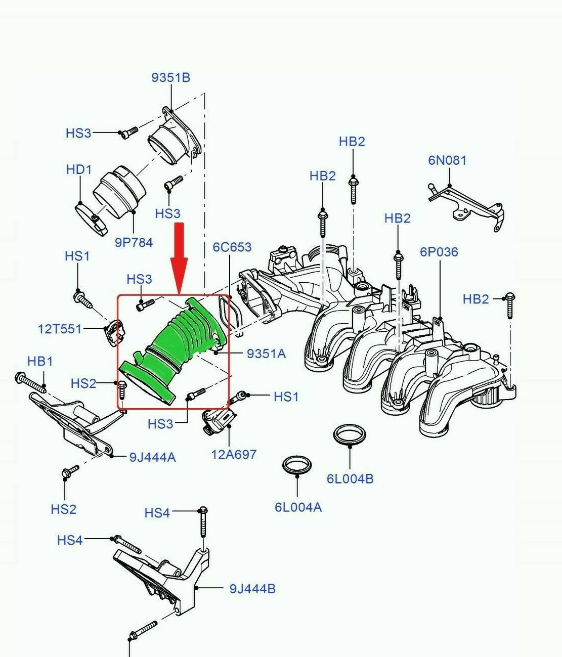 Turbo Hose Charge Air Hose For Ford Fiesta V, Fusion 1.6 TDCI 90 HP ...