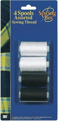 Sewing Thread 4pk Black & White Spools - All-Purpose for Hand & Machine ...