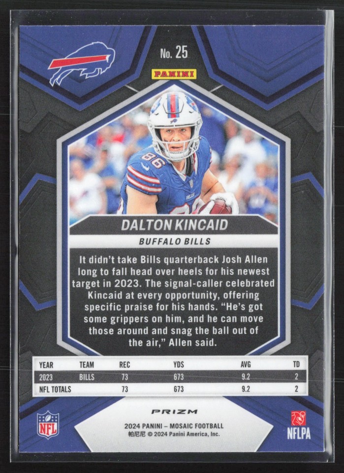 2024 Panini Mosaic #25 Dalton Kincaid Silver | eBay
