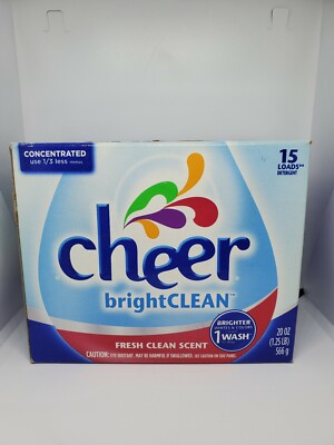 Cheer BrightClean Laundry Detergent Powder Fresh Clean Scent 15 Loads ...