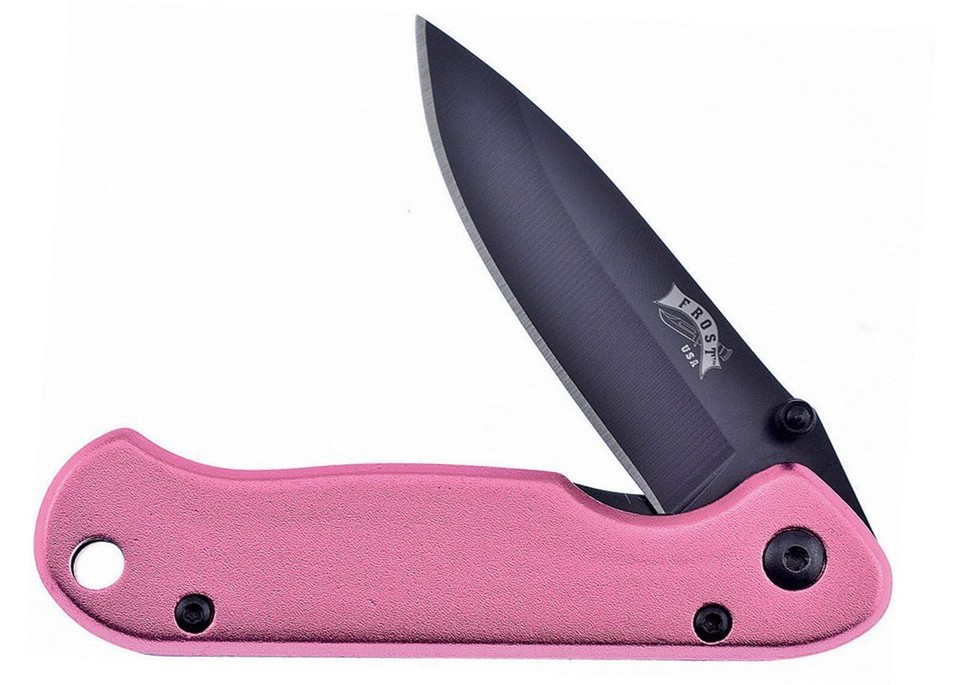 FROST CUTLERY POCKET BANDIT LINERLOCK PINK FOLDING POCKET KNIFE HUNTING ...