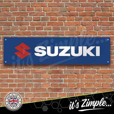 Suzuki Cars Logo Blue Banner Garage Workshop Sign Printed PVC Trackside ...