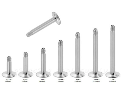 2pcs. Surgical Steel Threaded Labret Post Replacement Part 20G 18G 16G ...