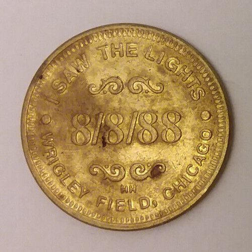 Wrigley Field 8/8/88 I Saw The Lights Sluggers Sports Bar Chicago Token ...