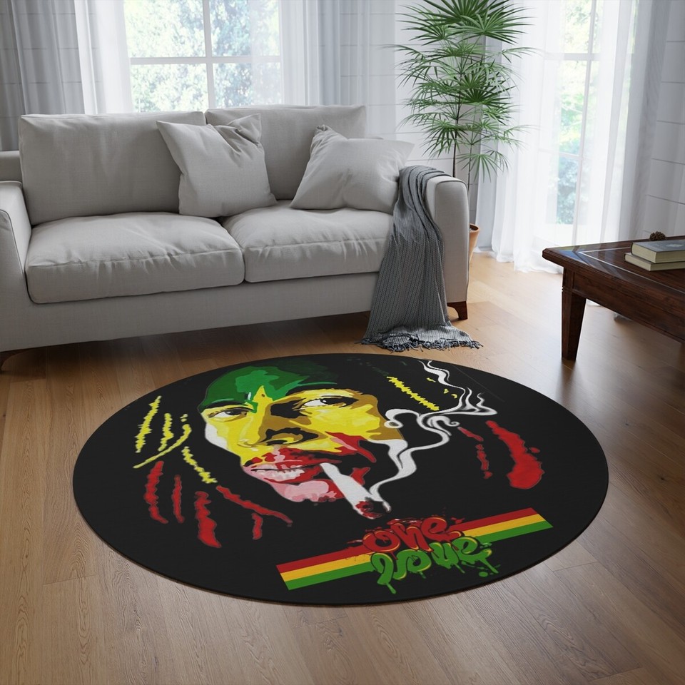 Round Aera Rug. Reggae Music, Bob Marley Carpet | eBay
