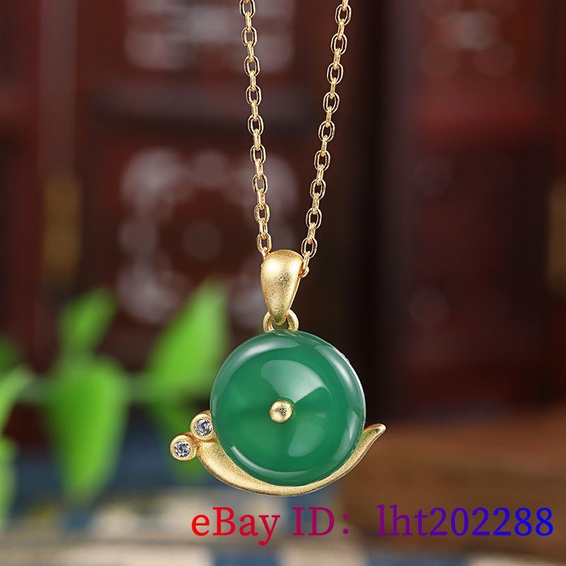 Jade Snail Pendant Natural Necklace Stone 925 Silver Gifts for Women ...