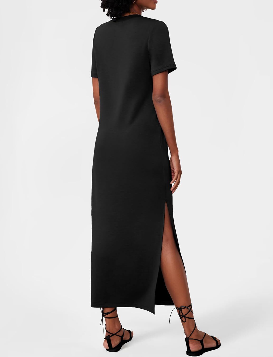 Women's T Shirt Dresses Long Sleeve Double Split Maxi Dress Plain ...