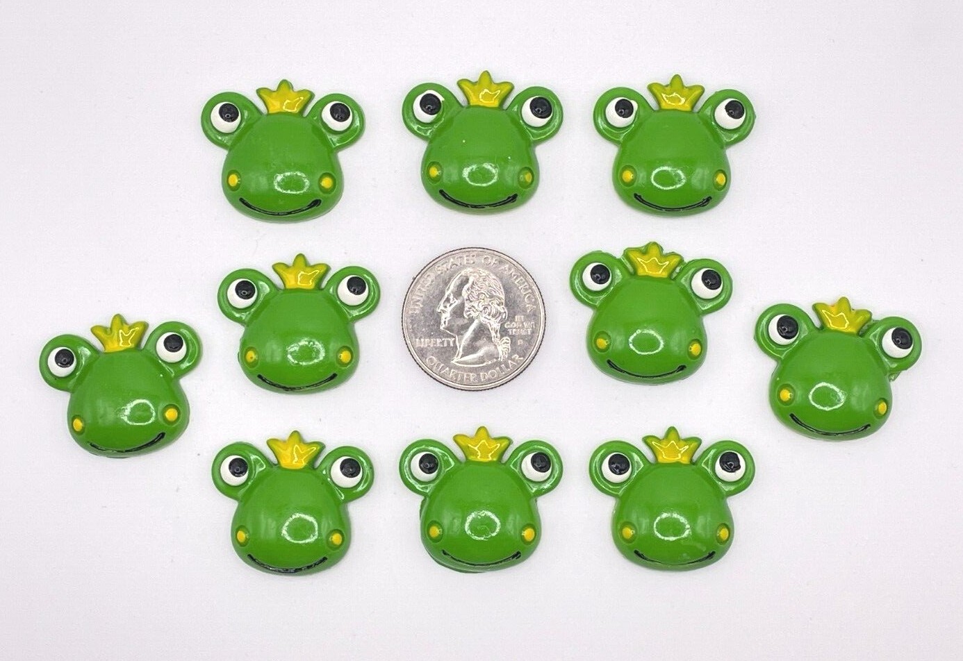 10pc x 1" Hand Painted Resin Prince Frog Froggy Flatback Cabochon w ...