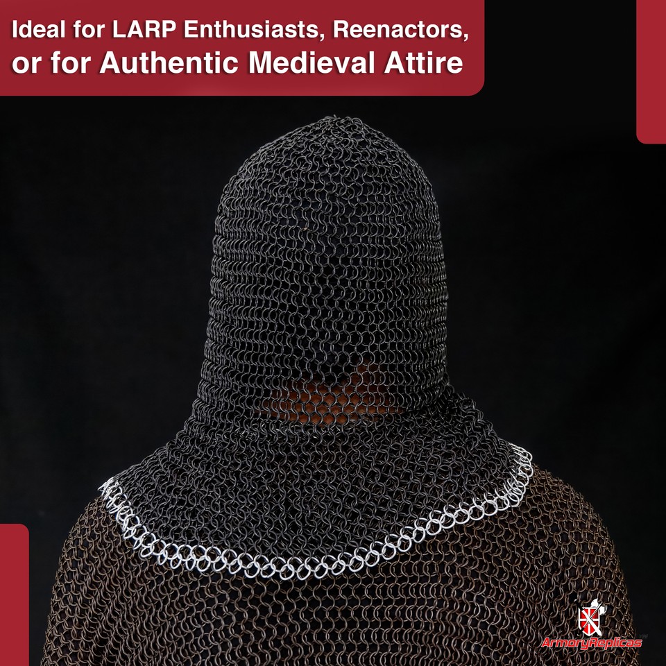BATTLE READY CHAIN MAIL COIF MEDIEVAL RENAISSANCE CHAINMAIL HOOD ARMOR ...