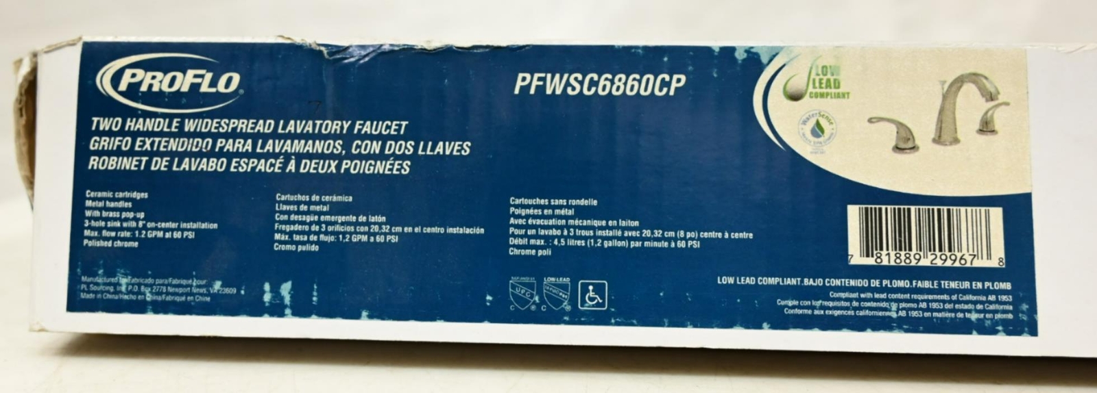 Proflo PFWSC6860CP, 2-Handle Widespread Lavatory Faucet, Polished ...