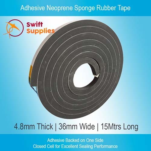 Adhesive Sponge Rubber Sealing Tape | Weatherstripping - 4.8mm x 36mm x ...