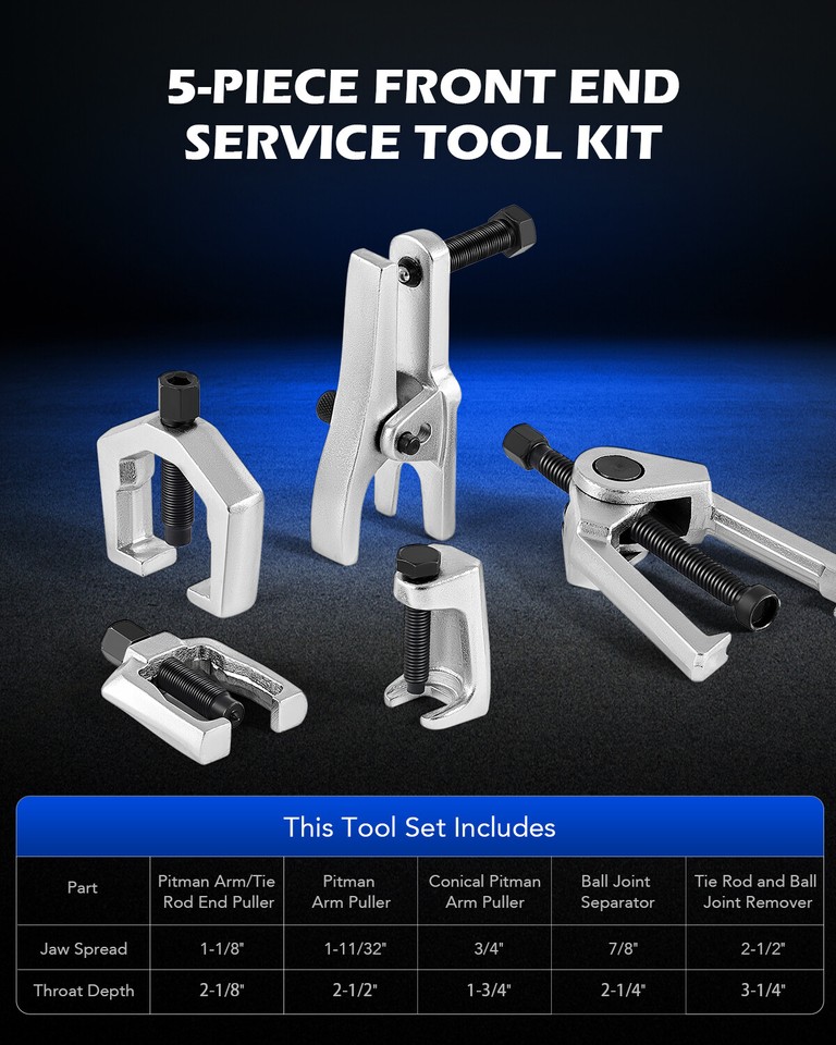 6pc Front End Ball Joint Service Tie Rod Tool Set Pitman Arm Puller ...