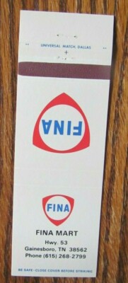 FINA MART GAS STATION MATCHBOOK MATCHCOVER: GAINESBORO, TENNESSEE -E8 ...