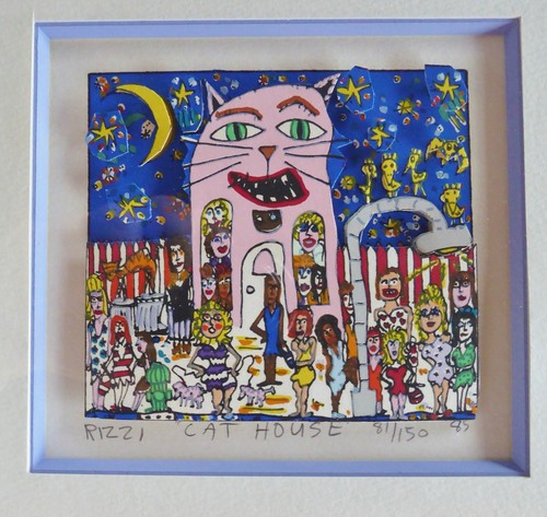 James Rizzi CAT HOUSE 1985 Hand Signed Vintage 3-D Serigraph Framed Pop Art | eBay Australia