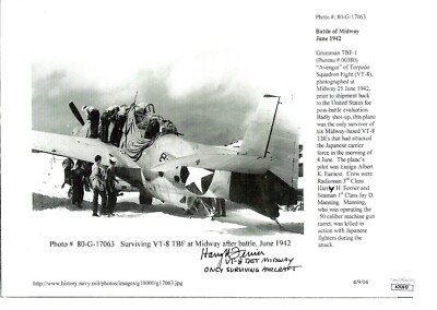 Harry Ferrier signed WWII 1942 Battle of Midway VT-8 Vintage 7.5x11 ...