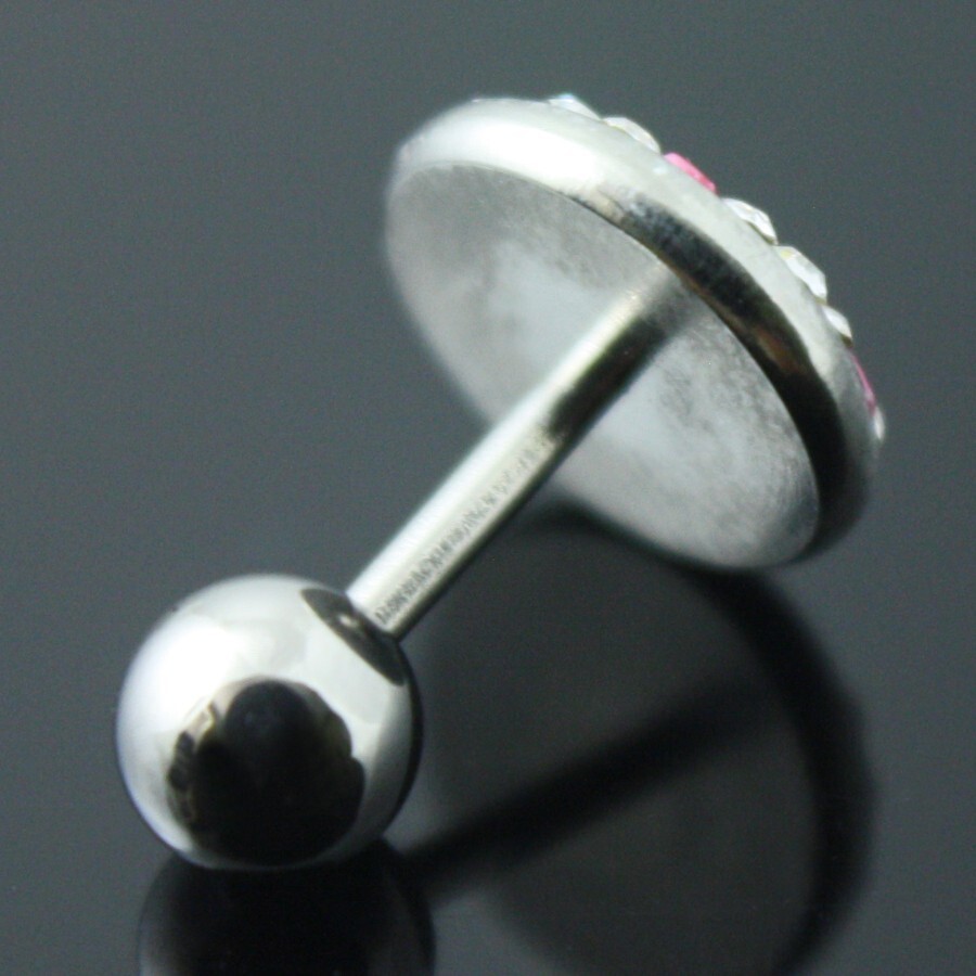 1 Pair (2pc) Pink Star Bling Bling earring stud screw piercing 18g US ...