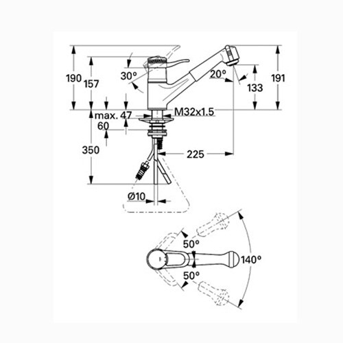 Grohe 33863H Europlus Monobloc Sink Mixer Single Lever Tap with Pull ...