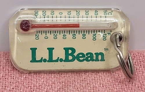 Vtg LL Bean Thermometer Zipper Keychain Wind Chill Factor Chart Hiking ...