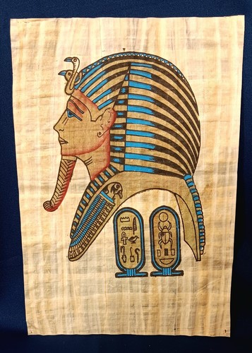 Egyptian Art Hand Painted King Tut on Papyrus Paper 10 1/2" x 15" L | eBay