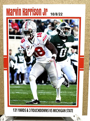 Marvin Harrison Jr OSU 2022 ACEO Football Card Top Prospect MINT 1ST RC ...