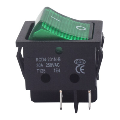 KCD4-201N-B 4-pin 2-position 1PC Boat Type Rocker Switch 30A250V Green ...