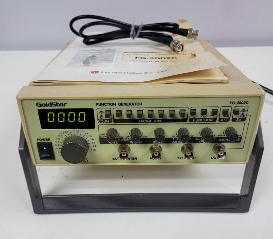 Goldstar FG-2002C Function Generator/ Operation Manual / Bnc Cable / Spare Fuse | eBay