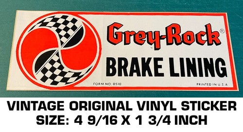GREY-ROCK BRAKE LINING VINTAGE ORIGINAL DECAL STICKER - SCCA - NASCAR ...