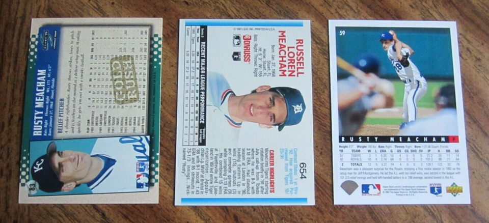 Rusty Meacham Lot of 3 DIFFERENT Trading Cards w/1 INSERT MLB Baseball ...