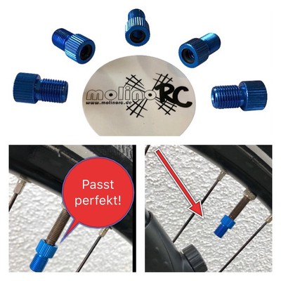 5 Fahrrad Ventil Adapter von DV SV auf KFZ Car Pumpe Autoventil AV ...