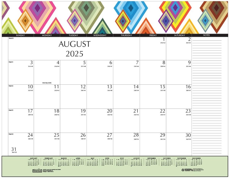 2025 Geometric Desk Pad Calendar 22x17 January - December HOD149-25 | eBay