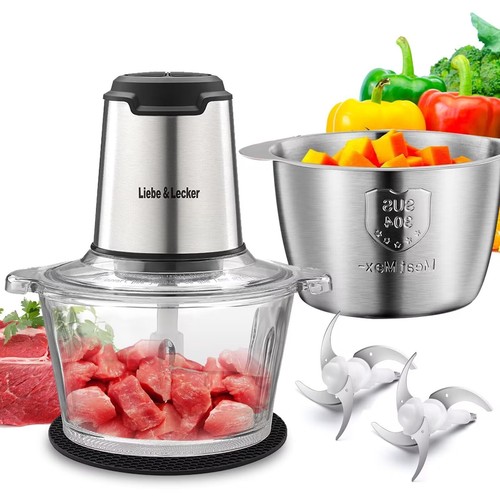 Food Processor, Meat Grinder with 2 Bowls 8 Cup and 8 Cup, Food Chopper ...