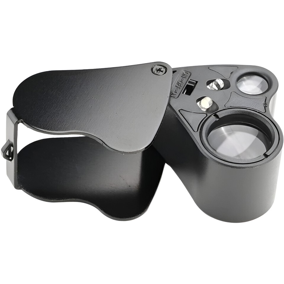 Illuminated 30X - 60X Magnifying Jewelers Loupe Lighted Eye Glass ...