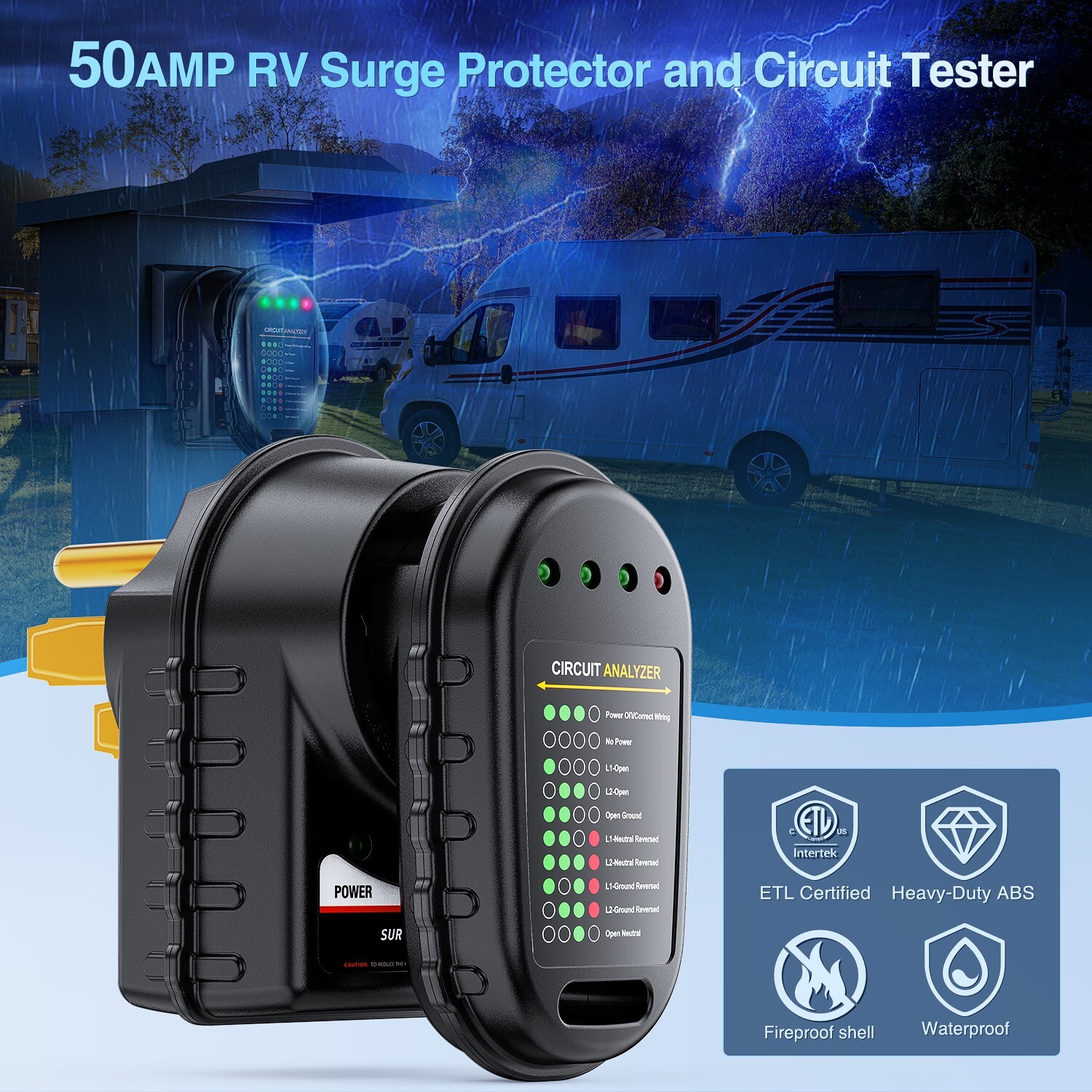 Nilight 50 Amp RV Surge Protector Circuit Tester 50 amp for RV Camper ...