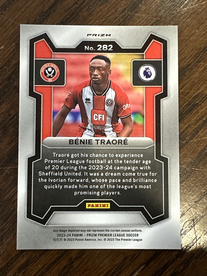 Benie Traore 2023-24 Panini Prizm EPL #282 Orange Hyper Prizm RC ...