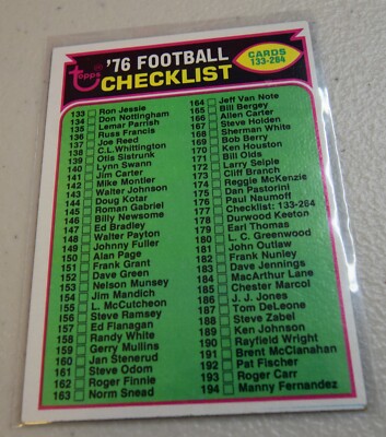 Football 1976 Topps Team Checklists: 133-264 - NFL #177 | eBay
