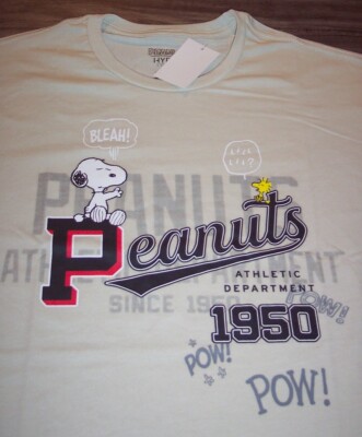 Peanuts Since 1950 Athletic Department SNOOPY & WOODSTOCK T-Shirt MEDIUM NEW | eBay