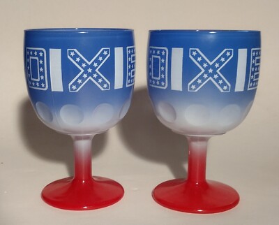 Vintage Dixie Goblets, Red, White, and Blue Dixie Glasses, 6.25" tall ...