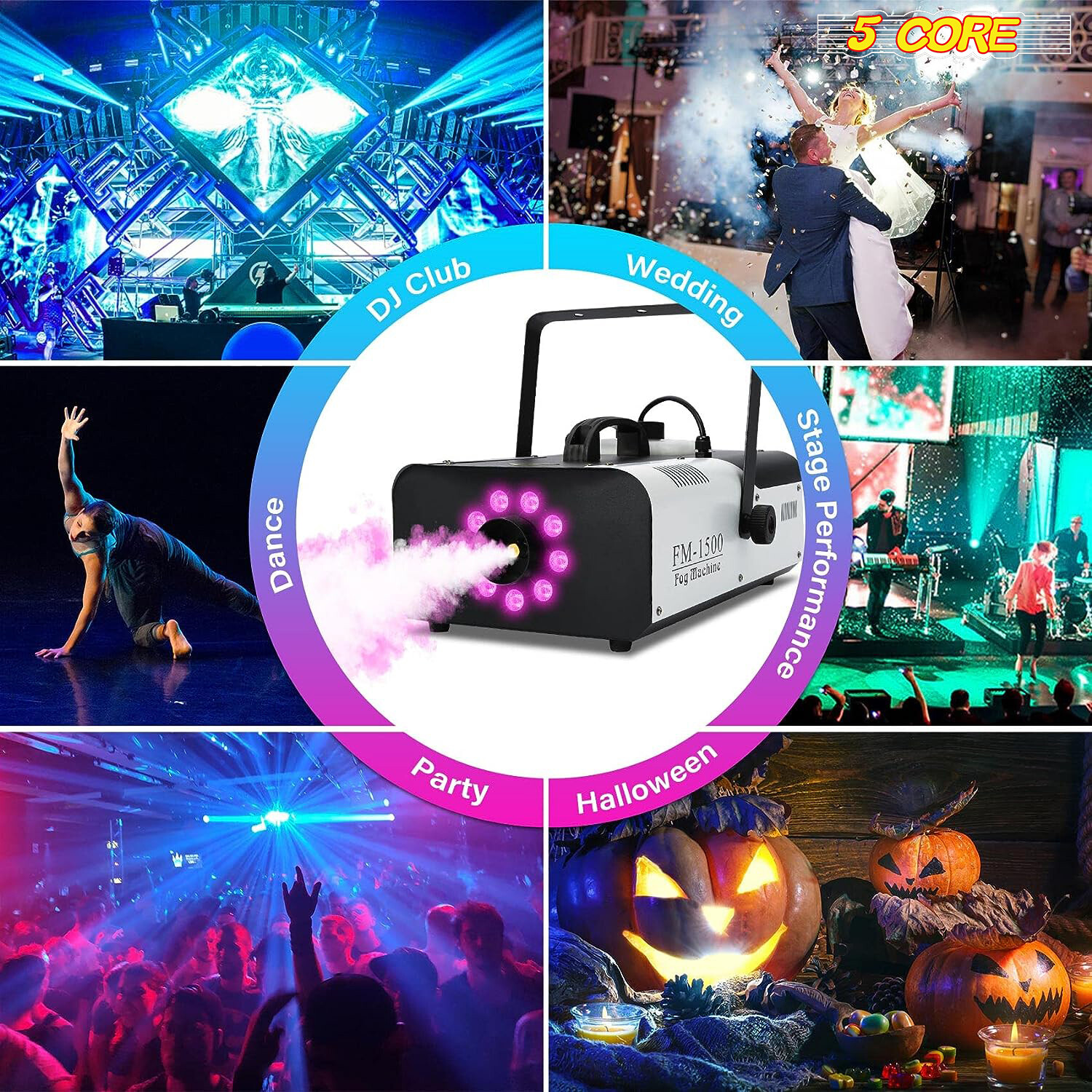 1500W Fog Machine Smoke Thrower 3in1 RGB LED Stage Smoke Effect Fogger ...