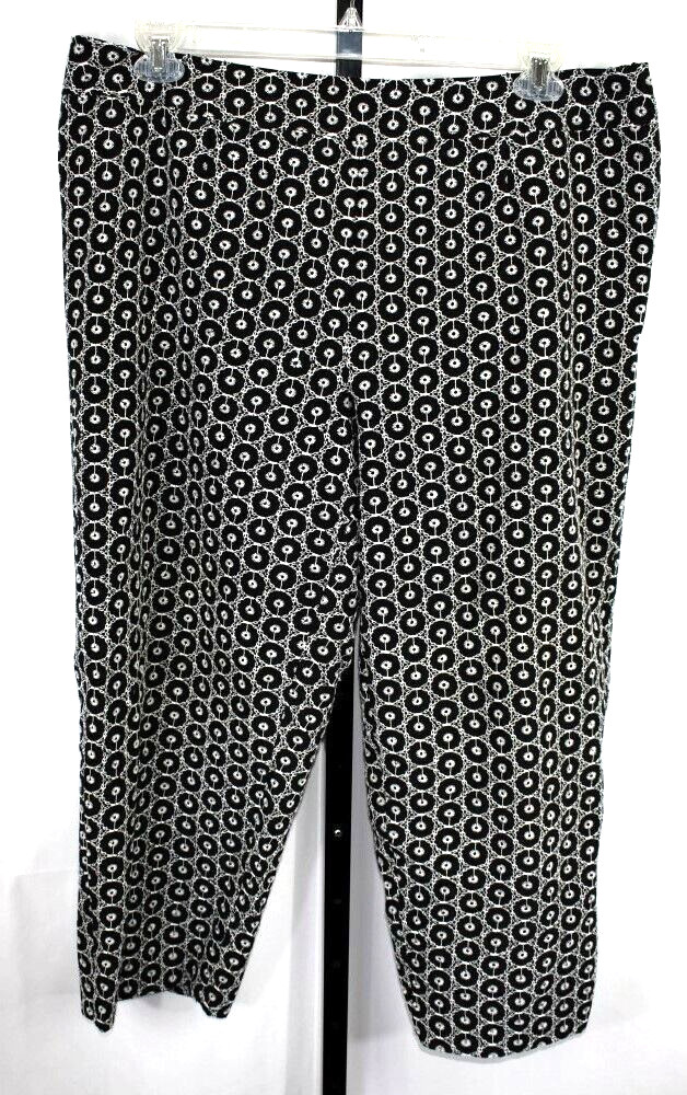 Talbots Capri Pants Plus Size 20W Black & White Embro… - Gem